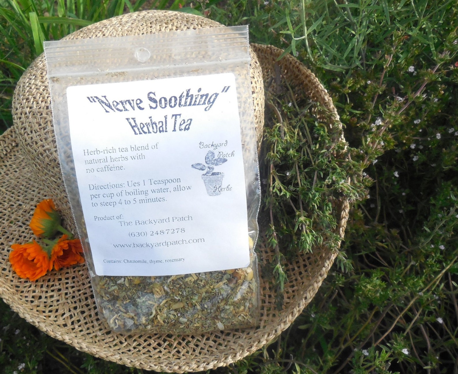 Nerve Soothing Loose Herbal Tea, Chamomile, Thyme, Marjoram, Sage ...