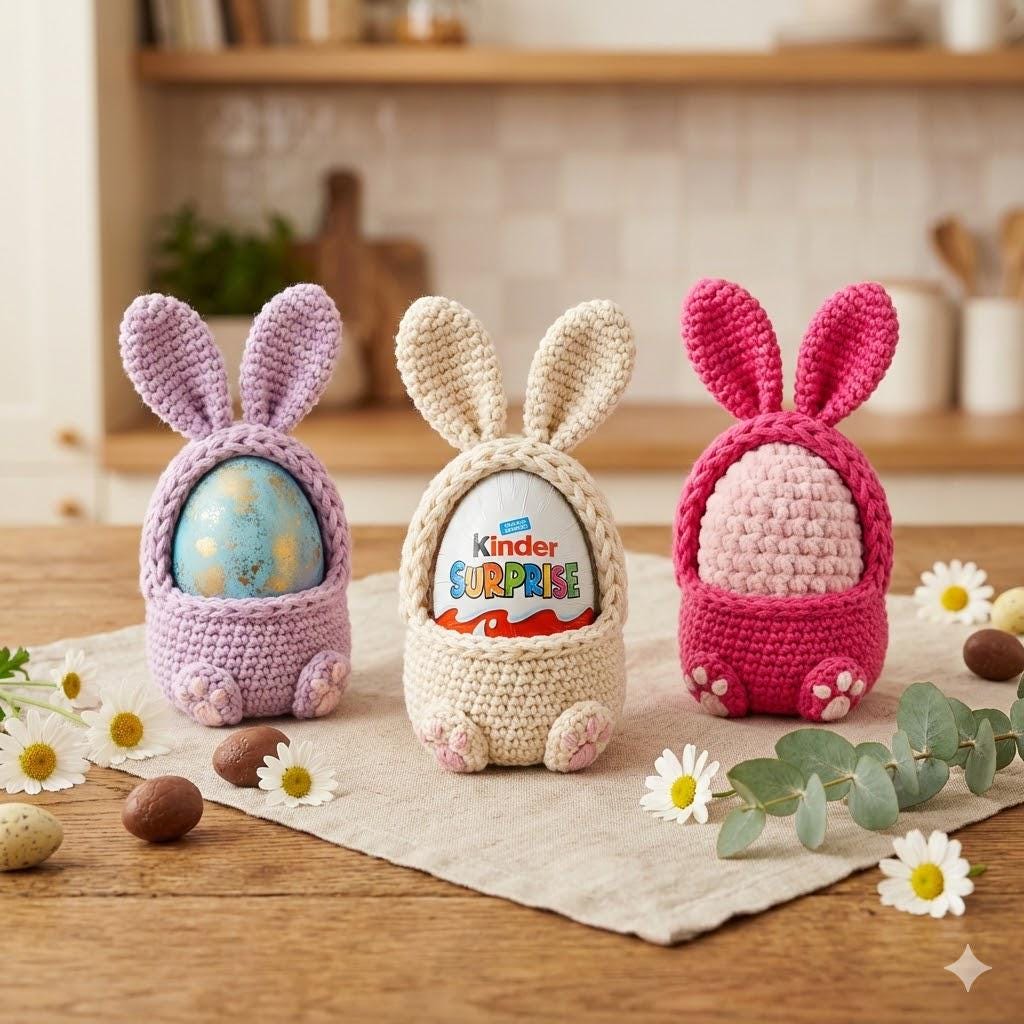 Crochet Bunny Egg Cozy Pattern PDF, Easter Egg Holder, Kinder Egg Cozy ...