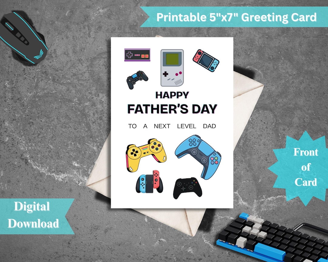 Gamer Father’s Day Card for Dad – Funny Printable 5x7 Digital Download ...