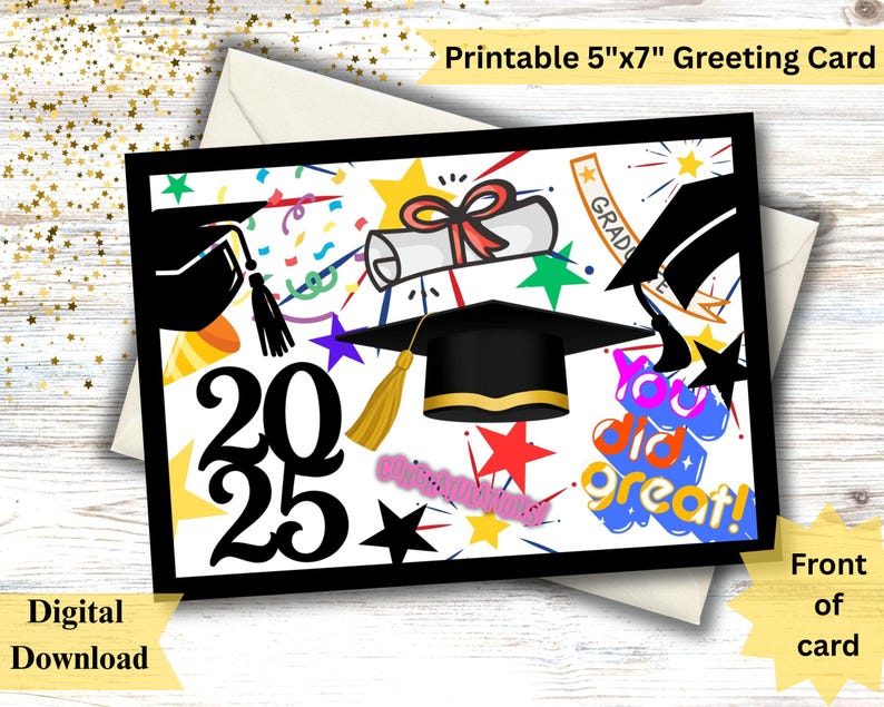 Graduation Card 2025: Fun Confetti Design (digital Download) - Etsy