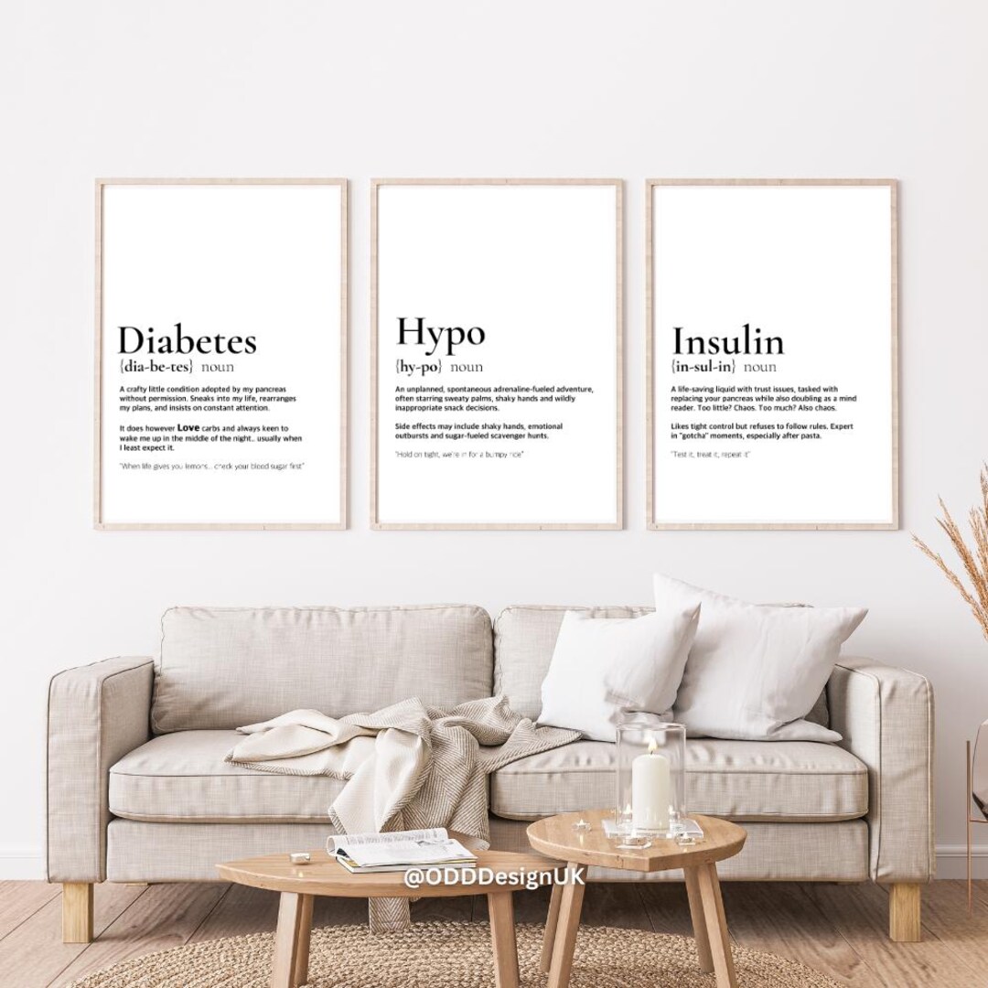 Fun Diabetic Noun Wall Art – Set of 3 Digital Prints, Diabetes Noun ...