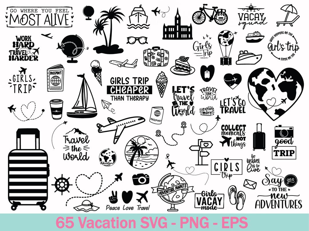 Vacation Svg Bundle, Traveling Svg, Summer Clipart, Girl PNG, Summer ...