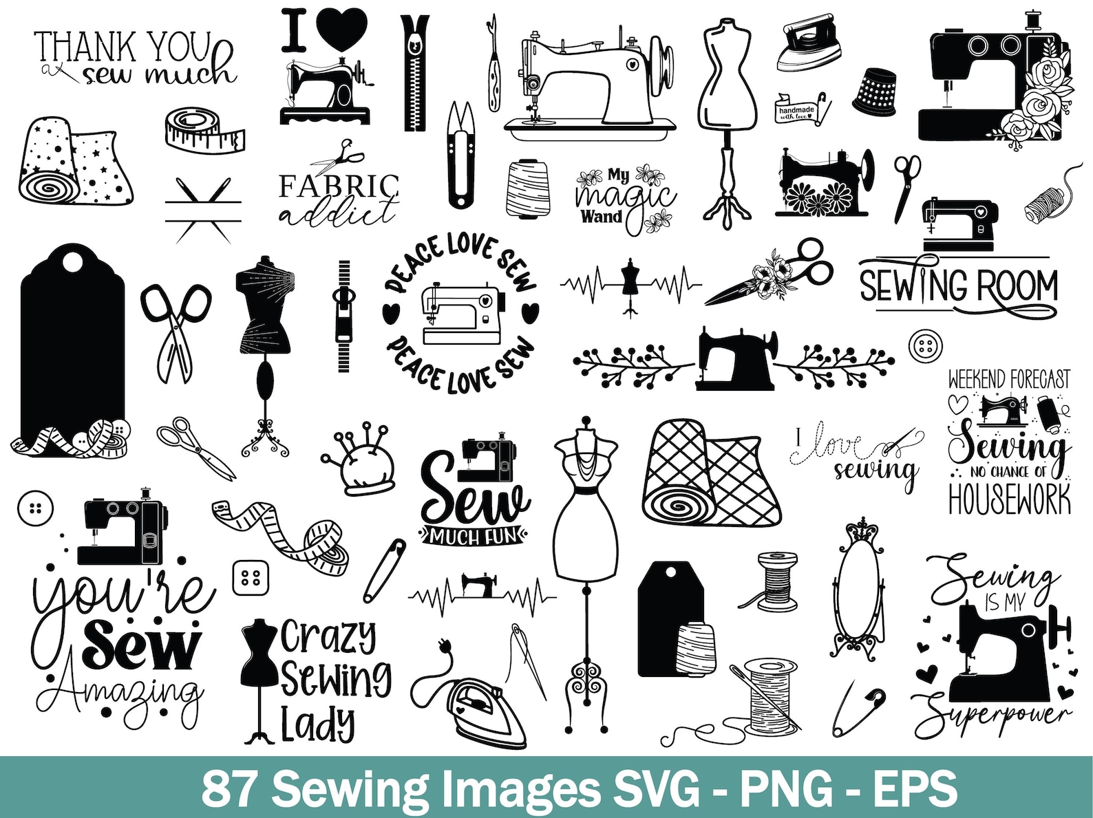 Sewing SVG Bundle,sewing Monogram Frames Cut File,sewing Machine Svg ...