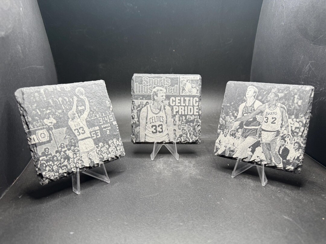 4” Laser Etched Slate Coaster – Custom & Personalized- Larry Bird ...