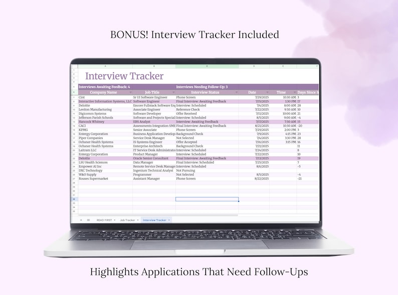 Job Application Tracker | Automated Google Sheets Interview Planner ...