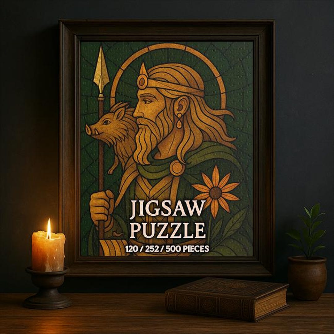 Freyr Jigsaw Puzzle – Norse Mythology God of Fertility Stained Glass ...