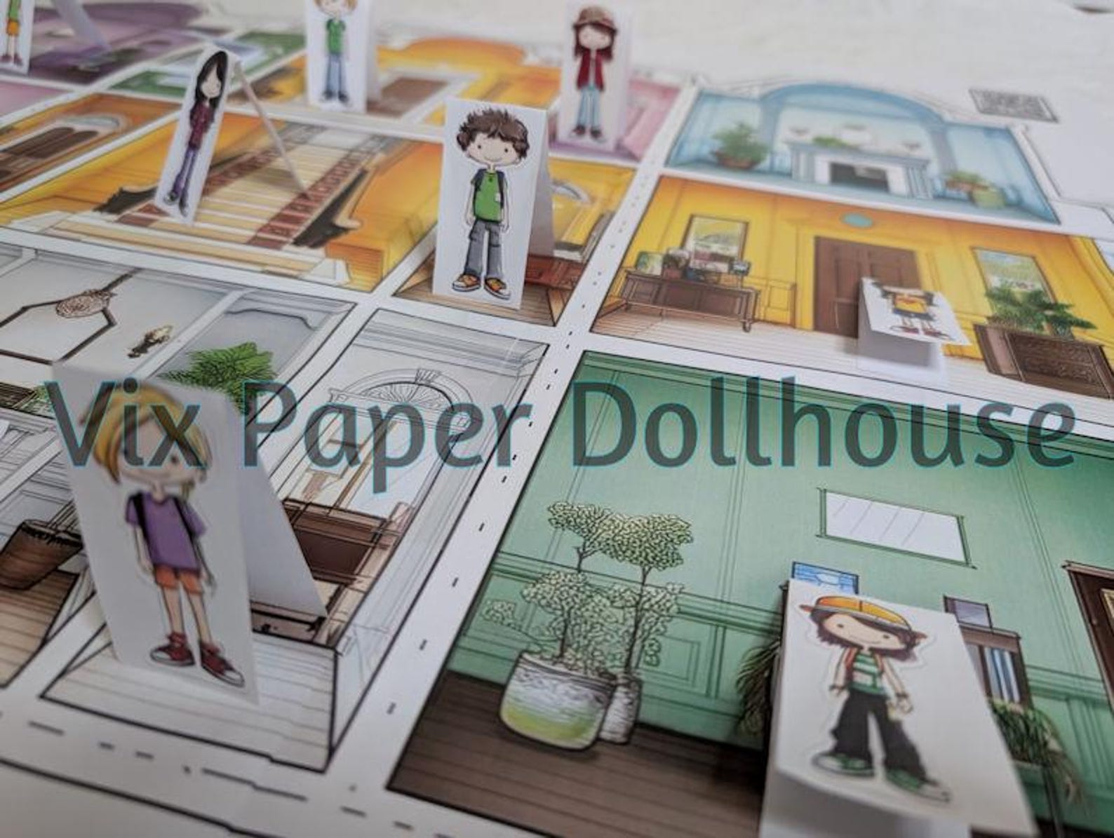Printable Paper Dollhouse Mansion, Kids Miniature Playset (digital ...
