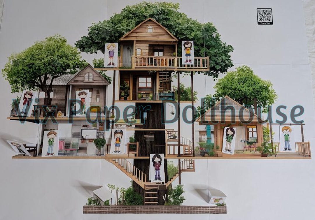 Printable Paper Treehouse Dollhouse, Miniature Scene (digital Download ...