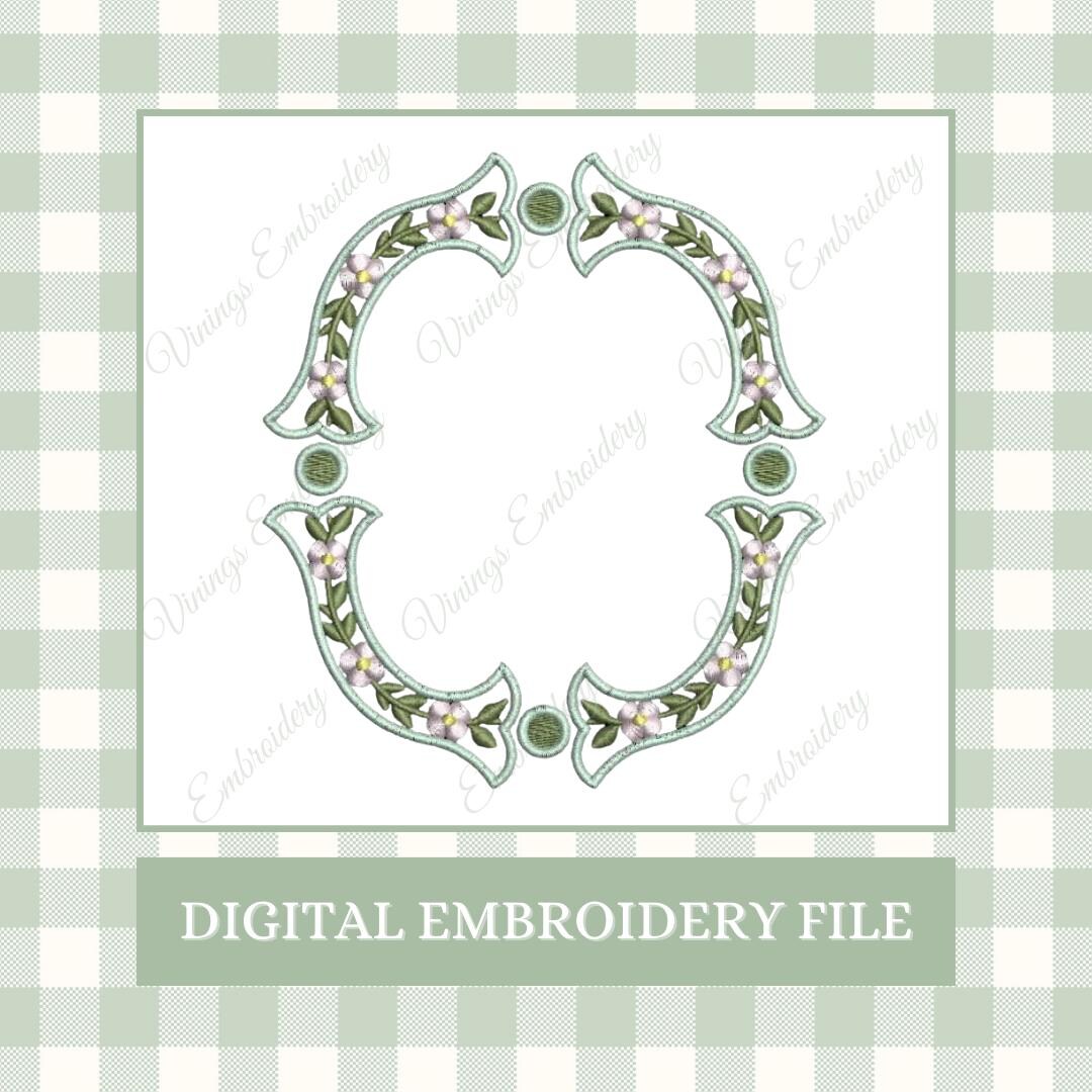 Fishtail Frame Embroidery File Monogram Brackets Floral Spring Crest ...
