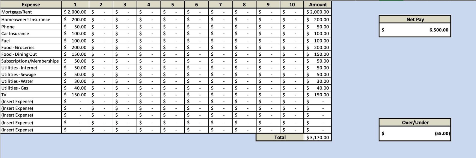 Minimal Modern Budget Excel Template - Etsy