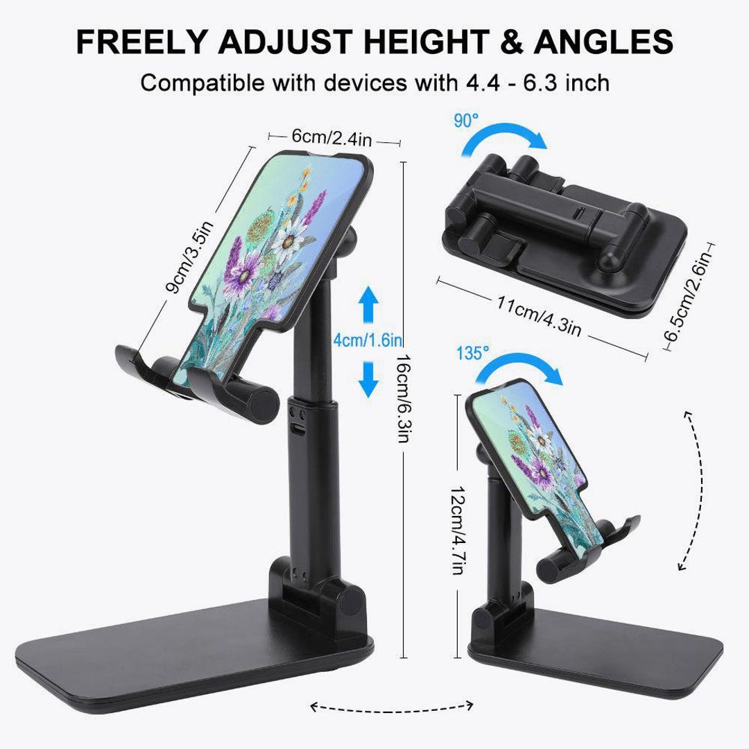 Floral Art Phone Stand: Adjustable Desk Organizer, Modern Office ...
