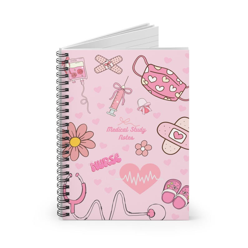 Nurse Spiral Notebook - Ruled Line, Medical Study Book, Pink Trendy ...