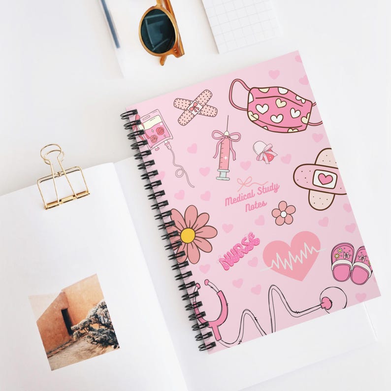 Nurse Spiral Notebook - Ruled Line, Medical Study Book, Pink Trendy ...