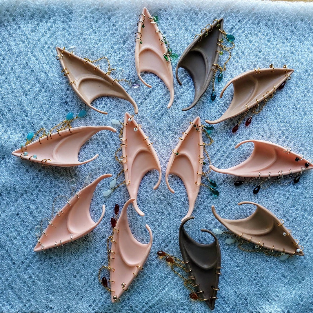 Crystal Drops Long Elf Ears, Custom Fairy Ears - Etsy