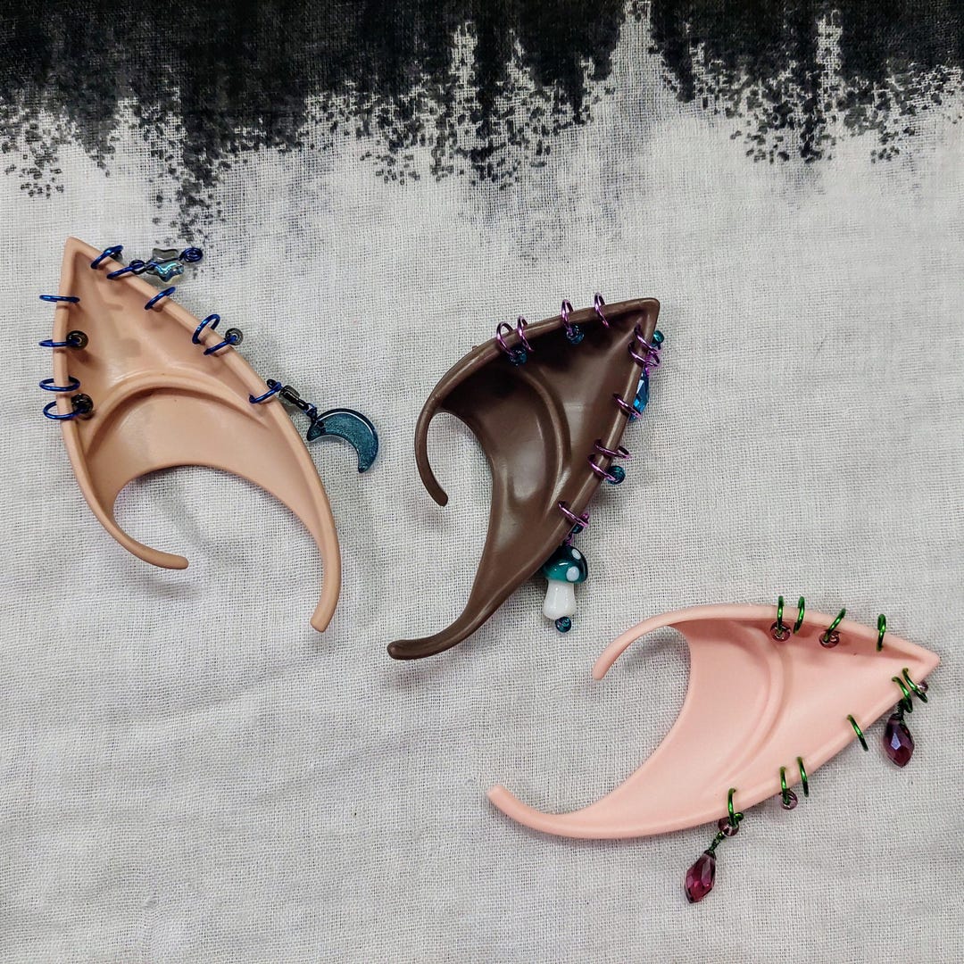 Color Metal and Crystal Drops Short Elf Ears, Custom Fairy Ears - Etsy