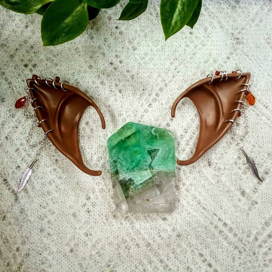 Short Elf Ears With Silver Feather Charms, Fairy Ears - Etsy