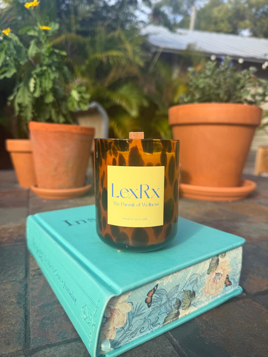 Organic Beeswax Candle in Tortoise Shell Glass - Etsy