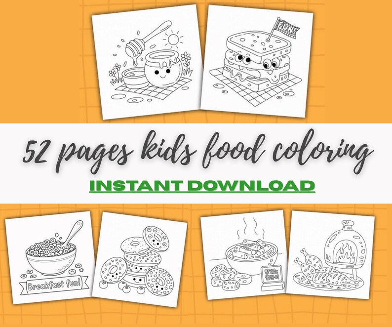 Kawaii Food Coloring Pages for Kids | Cute Printable Dessert Art | 52 ...