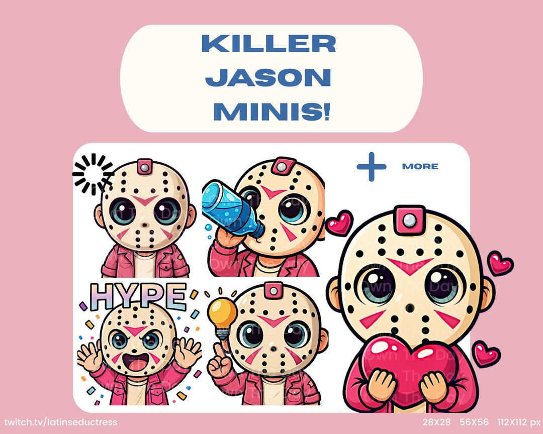 Baby Pink Jason Voorhees Emote Pack – 10 Static + 5 Animated Twitch ...