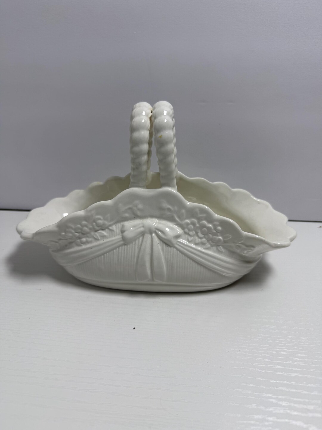 1984 Hispania 8” Porcelain White Basket Daisa Design - Etsy
