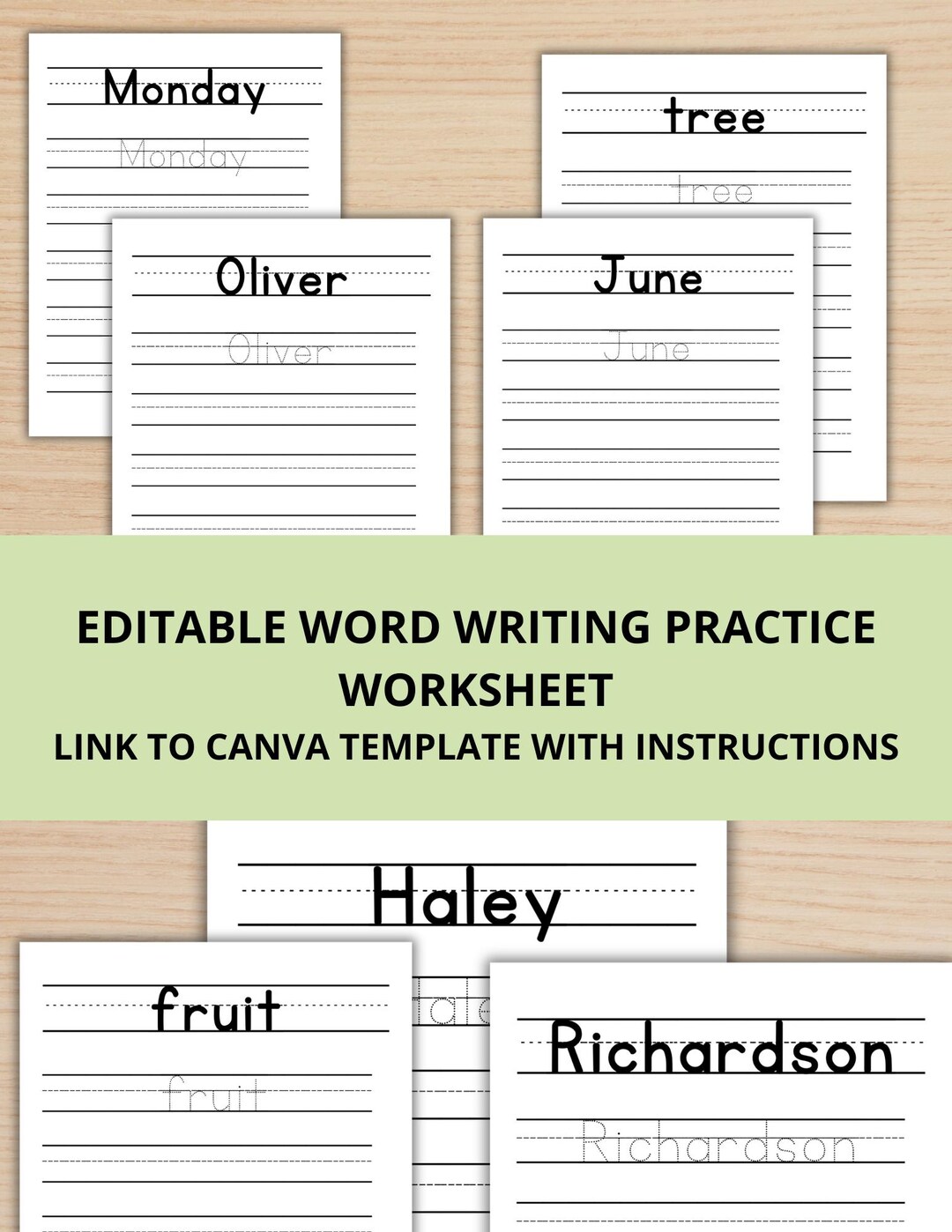 Digital Download Editable Canva Template for Kids Writing and ...