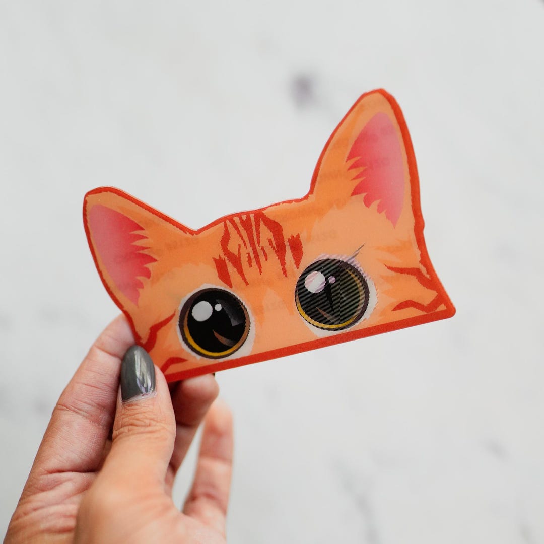 Orange Tabby Cat Peeker Vinyl Sticker 3D Motion/animated | Cats ...