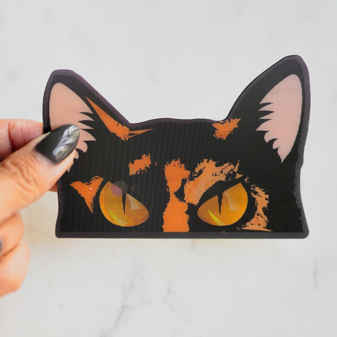 Tortie Cat Peeker Vinyl Sticker 3D Motion/animated | Cats Stickers ...
