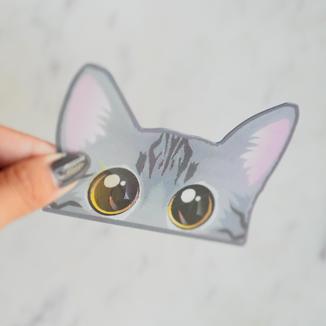 Grey Tabby Cat Peeker Vinyl Sticker 3D Motion/animated | Cats Stickers ...