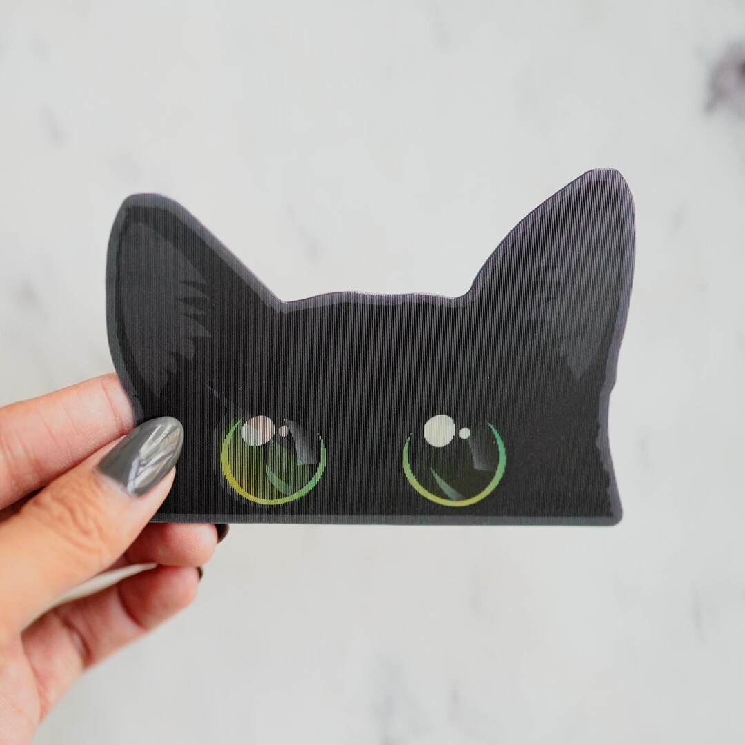 Black Cat Peeker Vinyl Sticker 3D Motion/animated | Cats Stickers ...