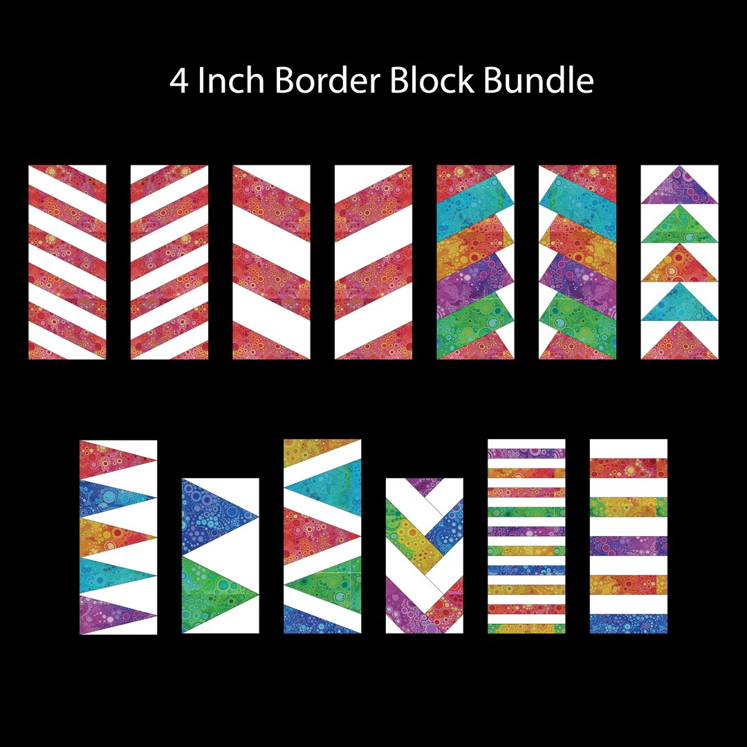 4 Inch Border Blocks —FPP Bundle Set of 13 Border Designs - PDF Instant ...