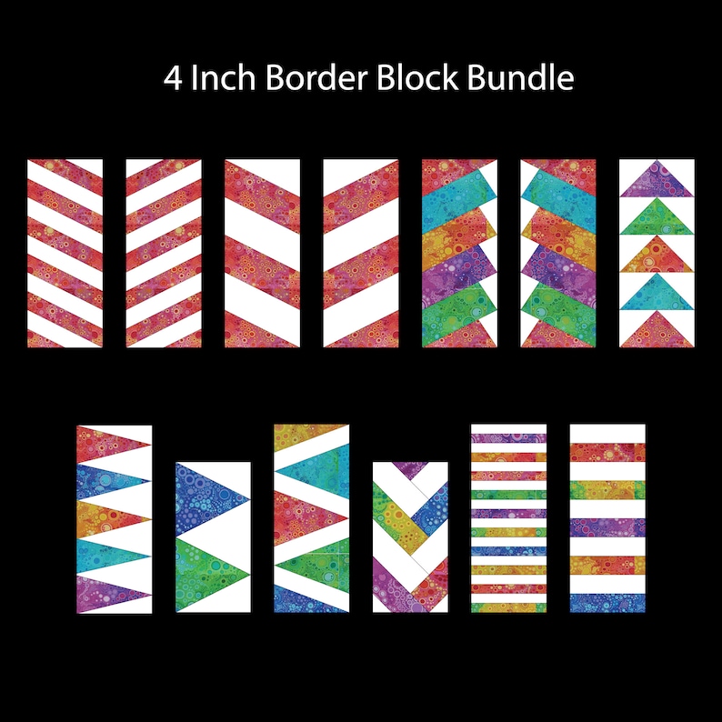 4 Inch Border Blocks FPP Bundle Set of 13 Border Designs PDF Instant ...