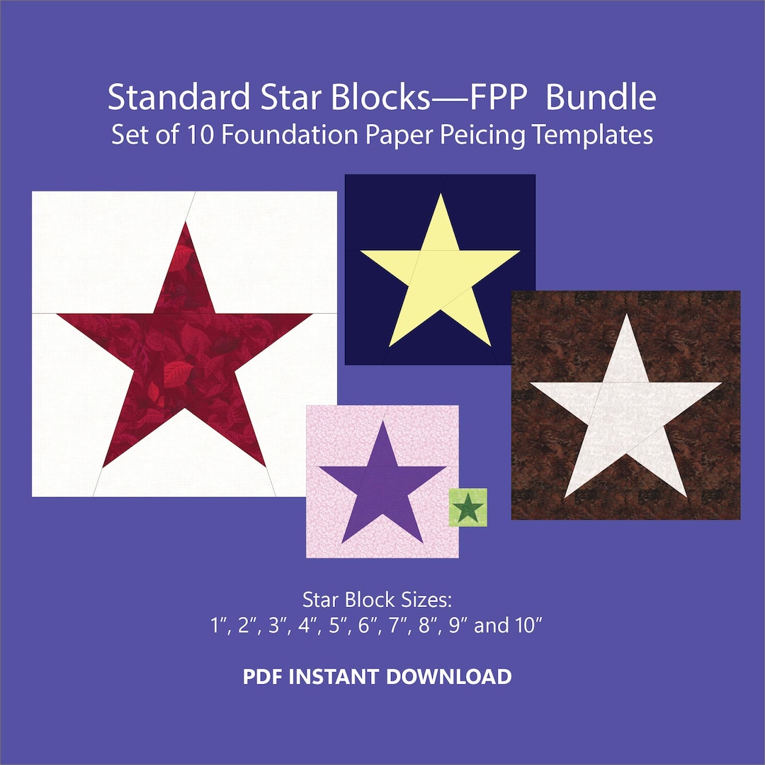 Standard Star — FPP Block Bundle - 10 Block Sizes From 1” to 10” - PDF ...