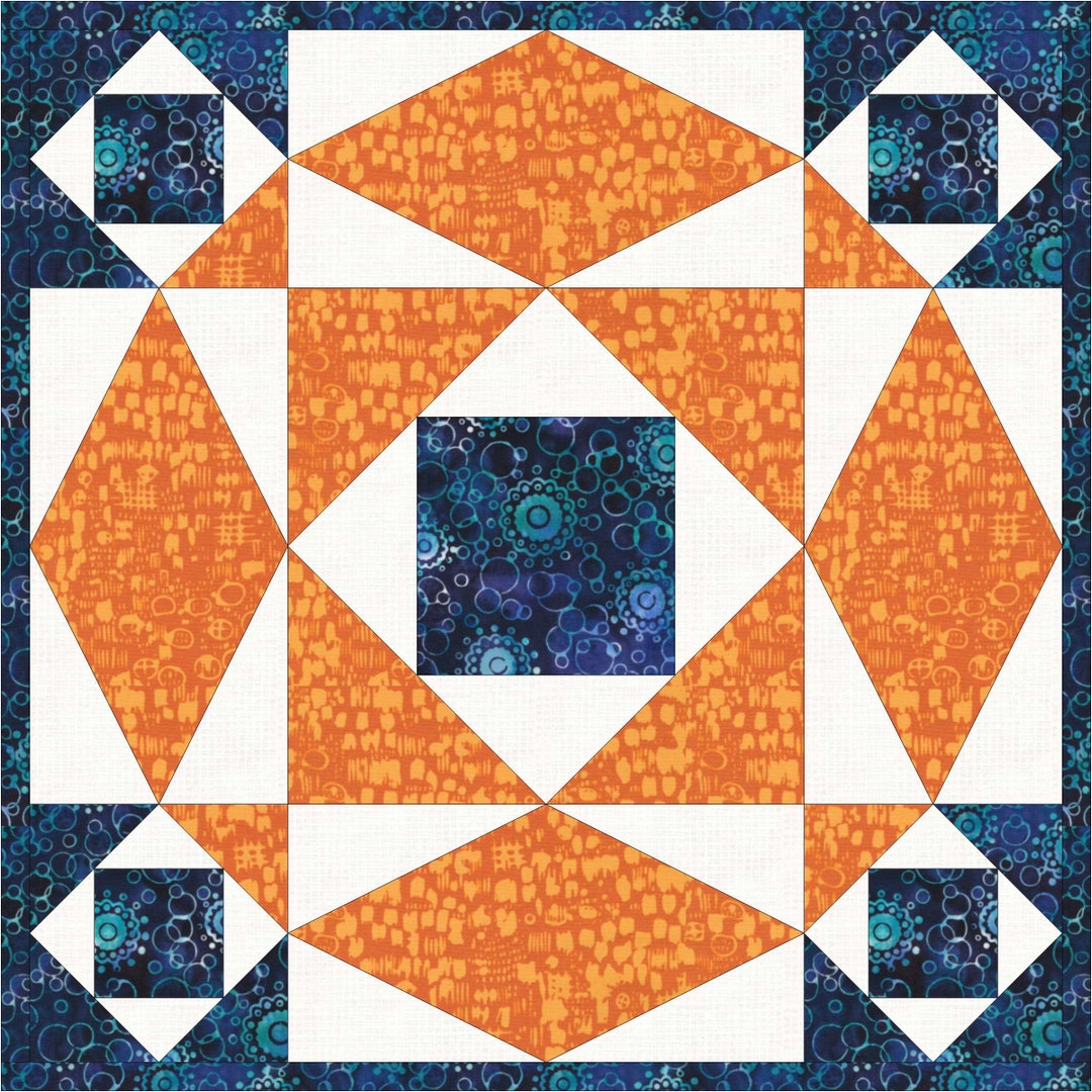 Storm at Sea —FPP Block Bundle Finished Block Sizes of 6”, 8", 10" and ...