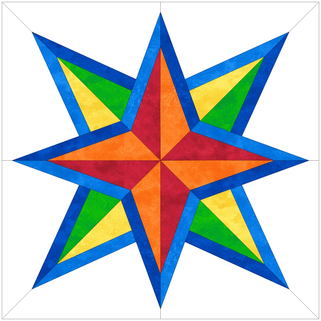 Star 2 —FPP Block Bundle Finished Block Sizes 3”, 4”, 5”, 6” and 7 ...