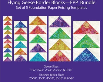 Storm at Sea —FPP Block Bundle Finished Block Sizes of 6”, 8", 10" and ...