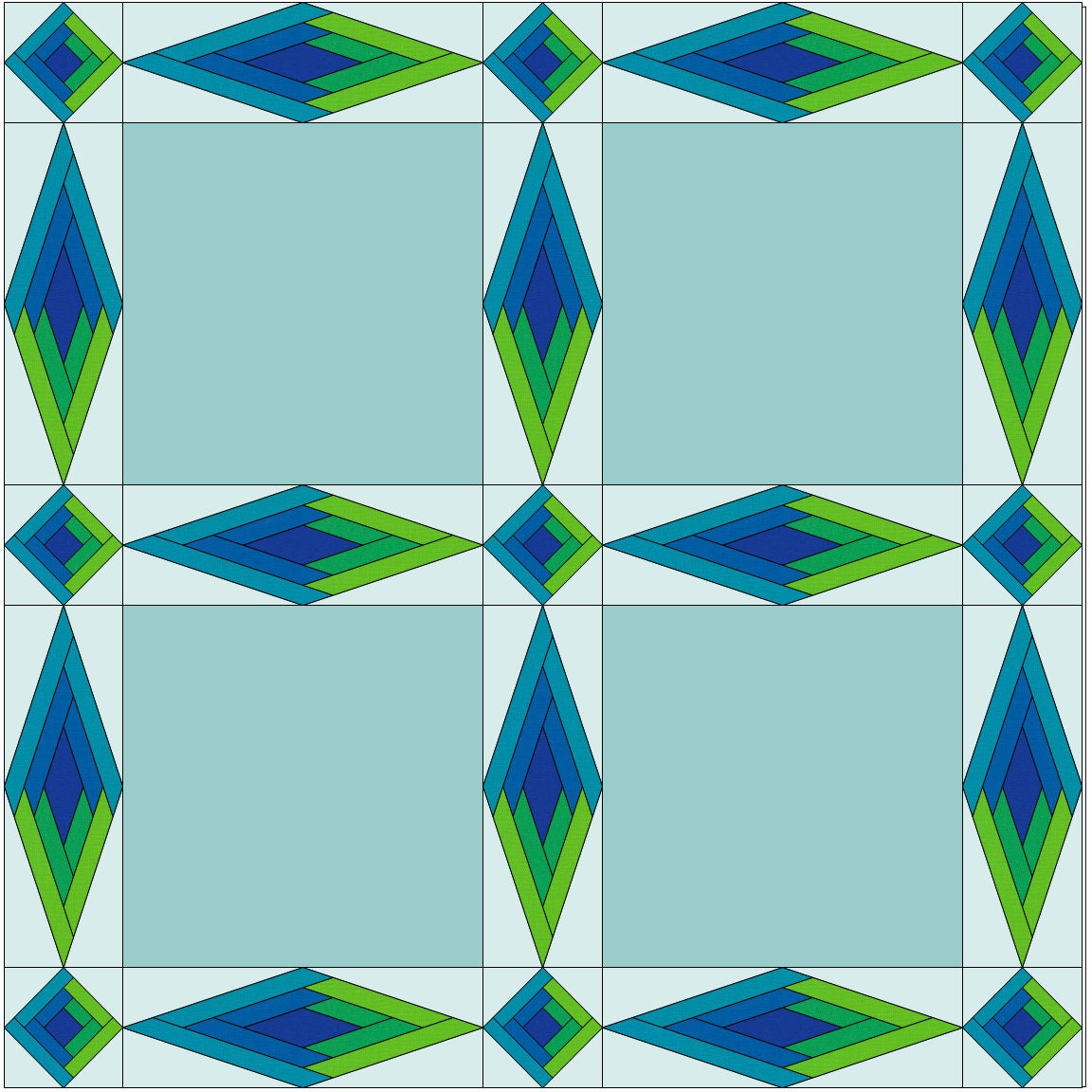 3” Wide Diamond Borders —FPP 10 Block Bundle - Finished Block Sizes 3 ...