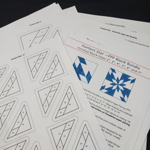 Hunters Star —FPP Block Bundle Finished Block Sizes 2”, 3”, 4”, 5”, 6 ...