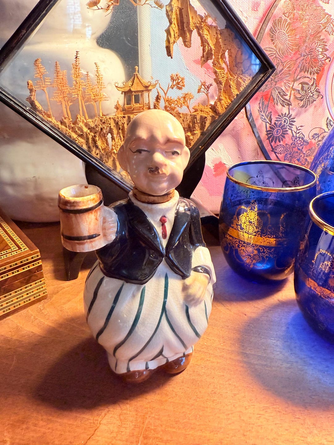 Vintage Napco Ceramic Liquor Decanter Barware Novelty Pitcher Innkeeper ...