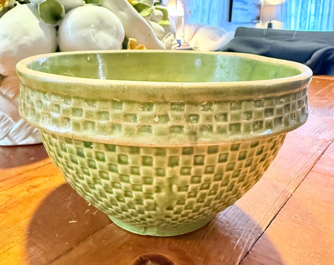 Green Checkerboard Yellow Ware Mixing Bowl by Mccoy Extremely Rare ...