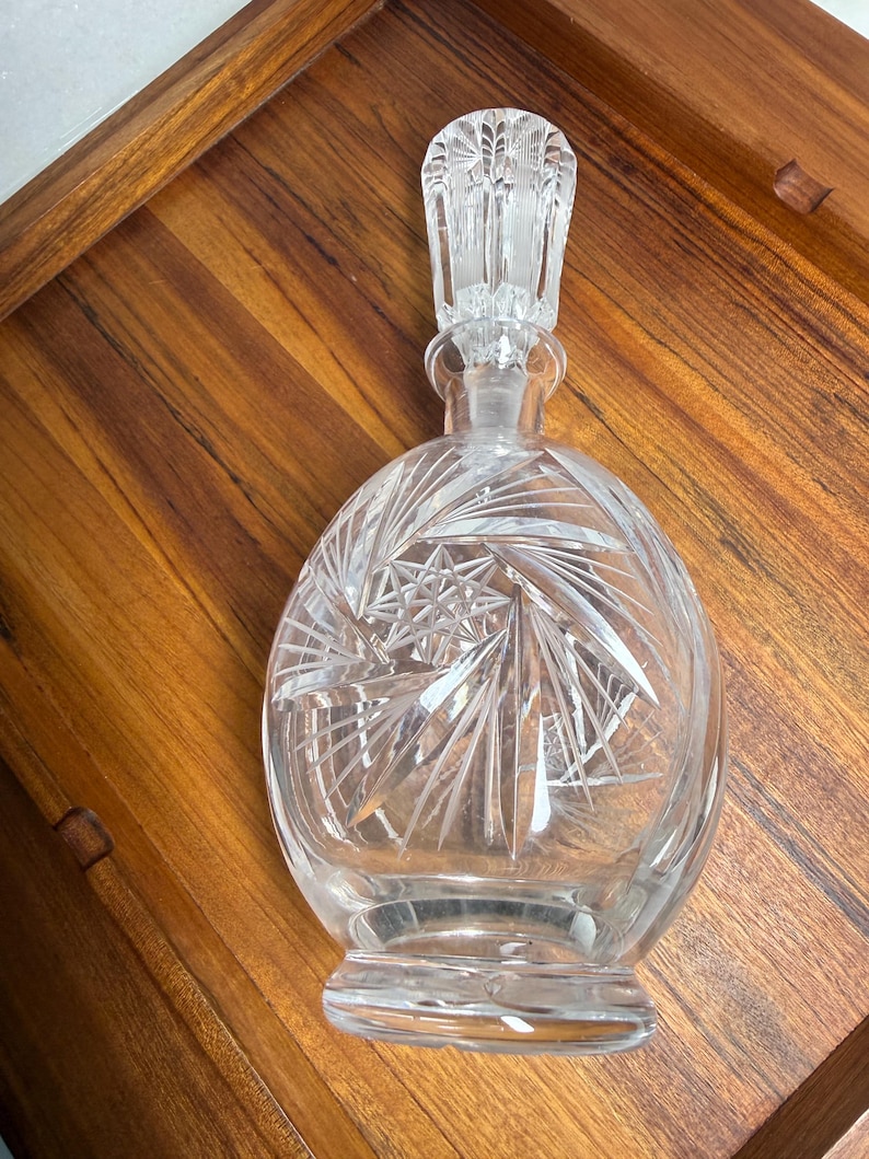 Antique Crystal Decanter Hand Cut Pinwheel Starburst Pattern High ...