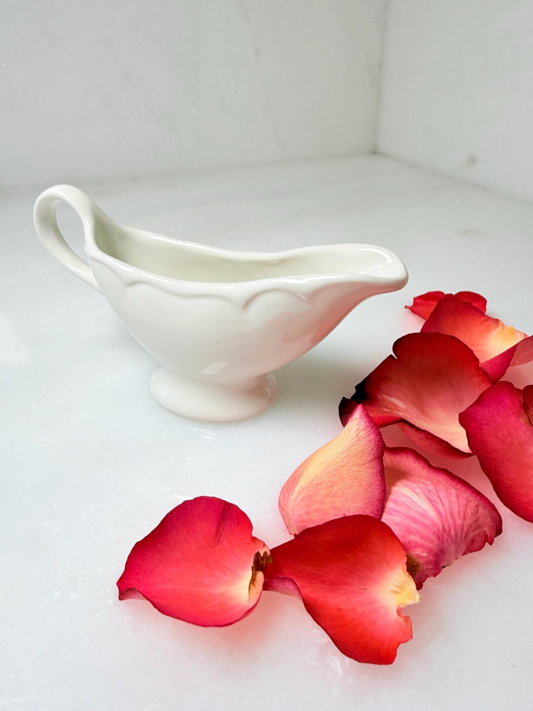 Vintage Homer Laughlin Tiny MCM White Ceramic Mini Gravy Boat Sauce ...