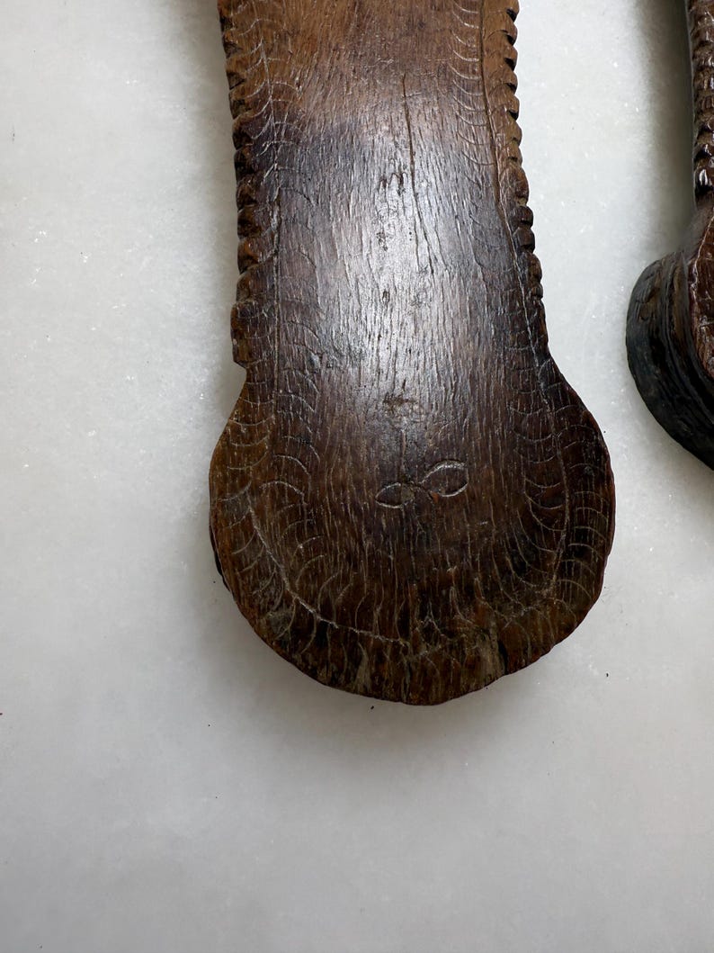 Antique Paduka Shoes Ancient Indian Slippers Fine Teak Intricately ...