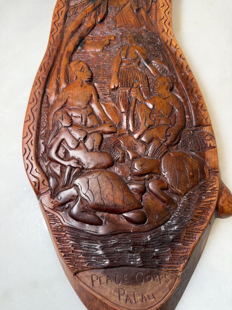 Palau Storyboard Carving, Ironwood Sea Turtle Sculpture, Peace Corps ...