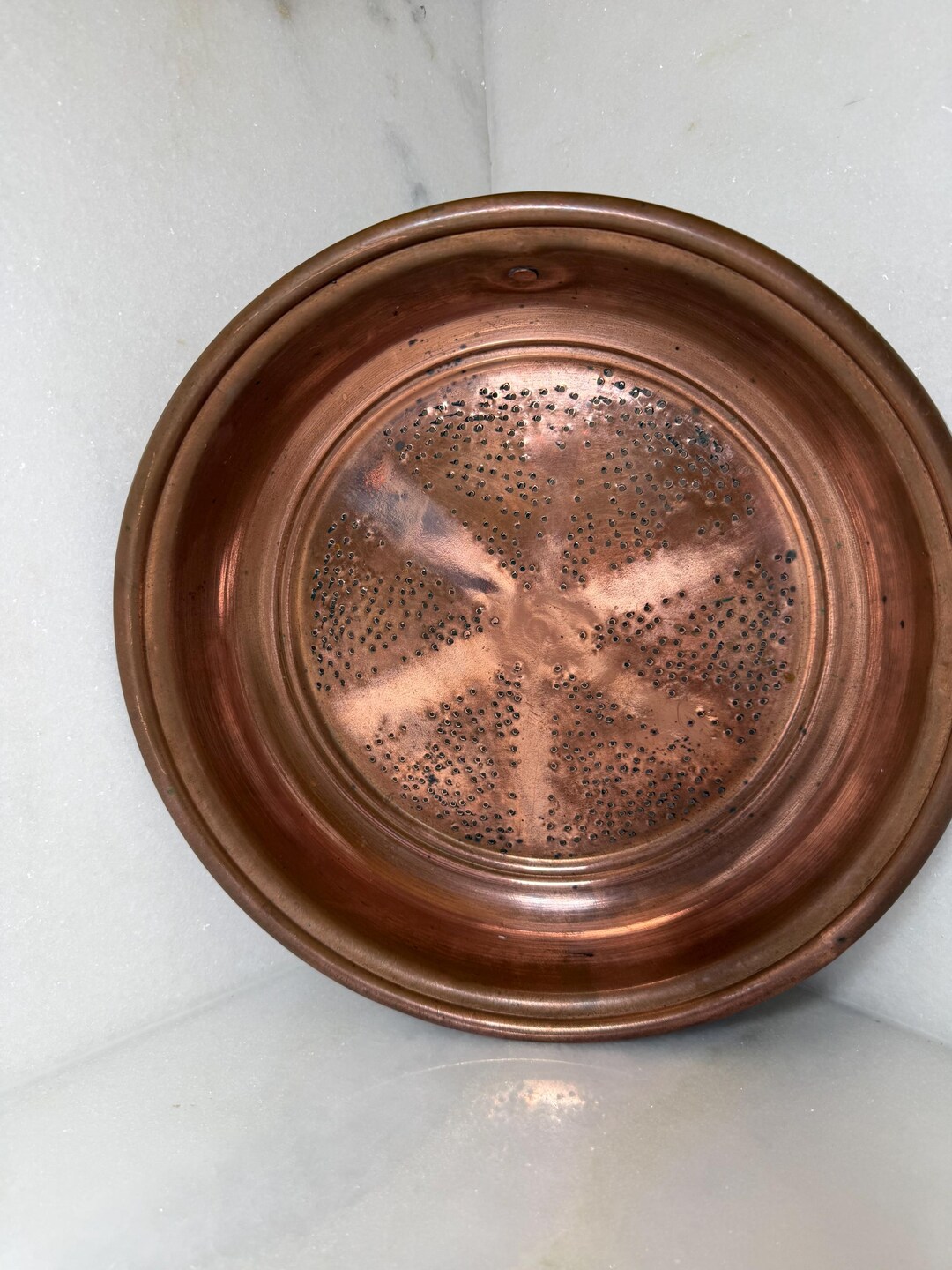 Copper Colander Antique Large Vintage Heavy Solid Copper Strainer or ...