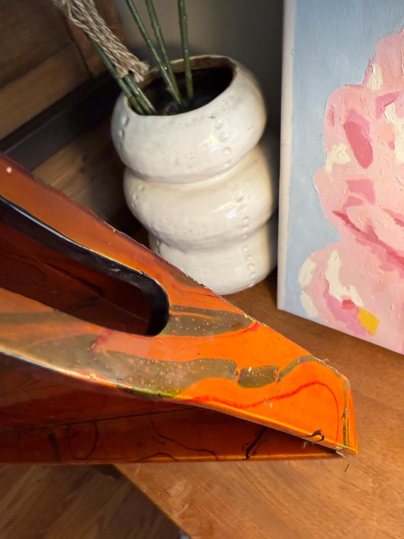 Platter in Wood With Lacquered Painting, Mid Century Brown Color, 1960s ...