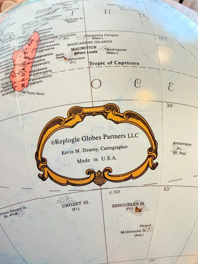 Vintage Replogle Globe Cartography by Kevin M. Dzurny 12" Desktop Model ...