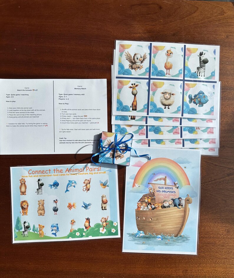Noah's Ark 4-in-1 Toddler Game Set: Bible-themed Memory, Matching ...