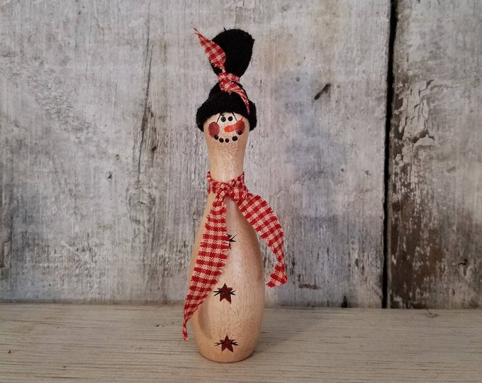 Snowman Bowling Pin Toy Bowling Pin Primitive Snowman Shelf - Etsy