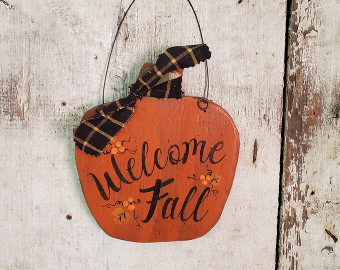 Primitive Fall Halloween Orange Brown Tan Plaid Pumpkin - Etsy