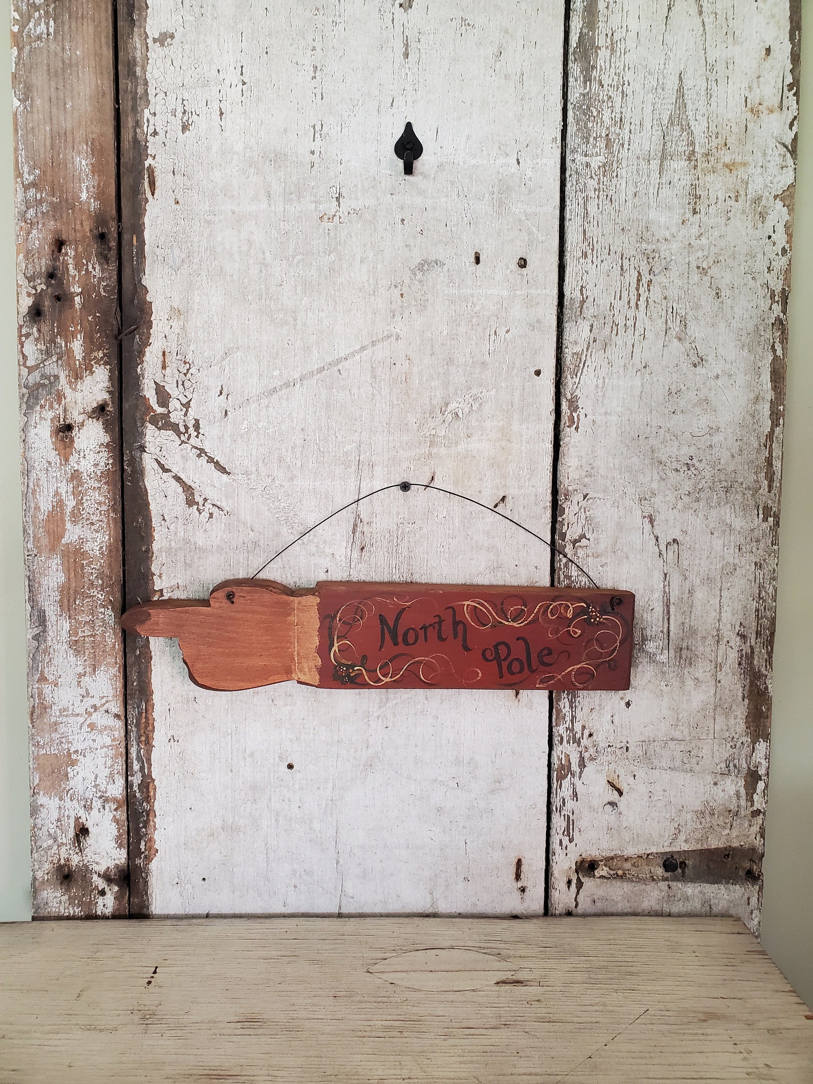 Primitive North Pole Hand Sign Rustic North Pole Wood Sign - Etsy